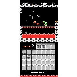 Super Mario Bros. 8-bit Retro 2024 Wall Calendar + Bonus Die-cut Notecards