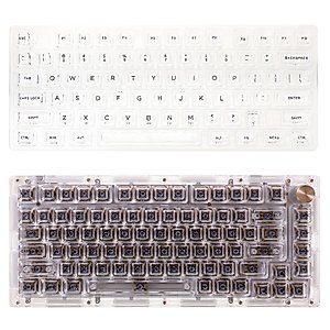 GK GAMAKAY 113 Keys Transparent PC Keycaps Set with 2.75 Shift, ASA Profile Keycaps for SN75 98% 75% Layout MX Gateron Kailh Switch Mechanical Gaming Keyboard (Amber Clear)