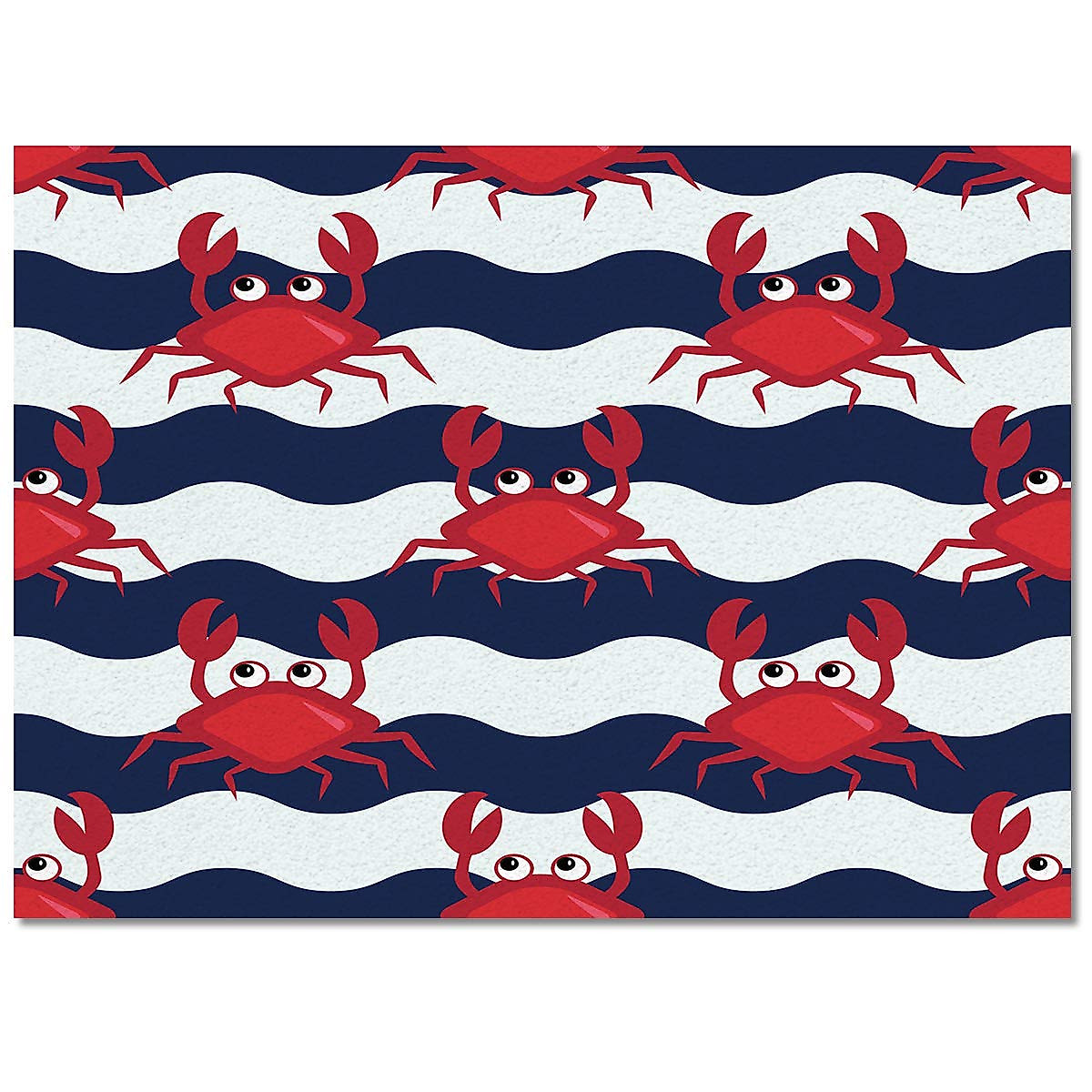 Big buy store Indoor Area Rugs Red Crab Non-Slip Rectangular Carpet Blue Chevron Zig Zag Soft Floor Mat for Living Room Bedroom Kids Room Kitchen Home Decor -2'x3'