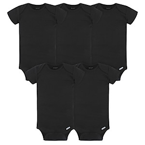 Gerber Baby 5-Pack Solid Onesies Bodysuits, Black, 0-3 Months