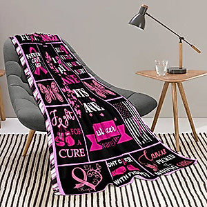 Breast Cancer Blanket Gift, Breast Cancer Inspirationa Blanket Gift Flannel Throw Blankets, Breast Cancer Awareness Pink Ribbon Survivor Healing Warm Soft Flannel 50x60inches Throws Blanket for Woman