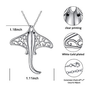 Stingray Necklace 925 Sterling Silver Manta Ray Ocean Animal Tree of life Jewelry Birthday Gifts for Women Men Sea Lover