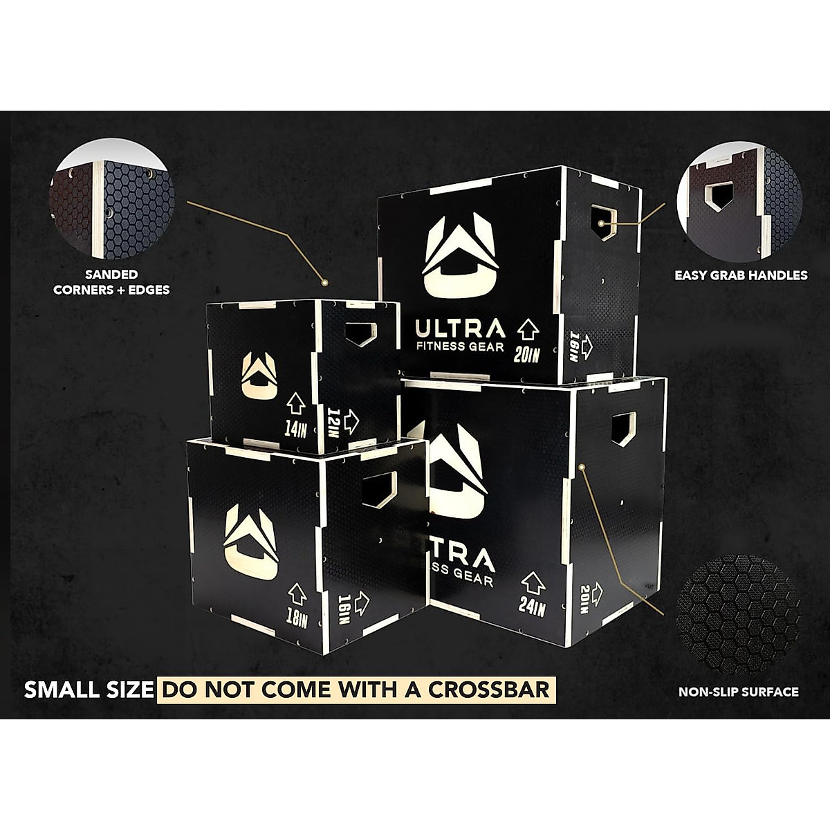 Antislip Wood Plyo Box, 31 Plyometric Jump Training Squat, Step Up, Jumps & More Workout, Size S, M, L, Xl, Home Gym Exercise Equipment