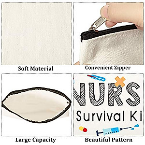 Frienda 8 Pcs Nurse Survival Kit Makeup, Cosmetic Bag Nurse Practitioner Gifts Toiletry Bag Funny Travel Bag Nurses School Supplies for Nursing Student (White)