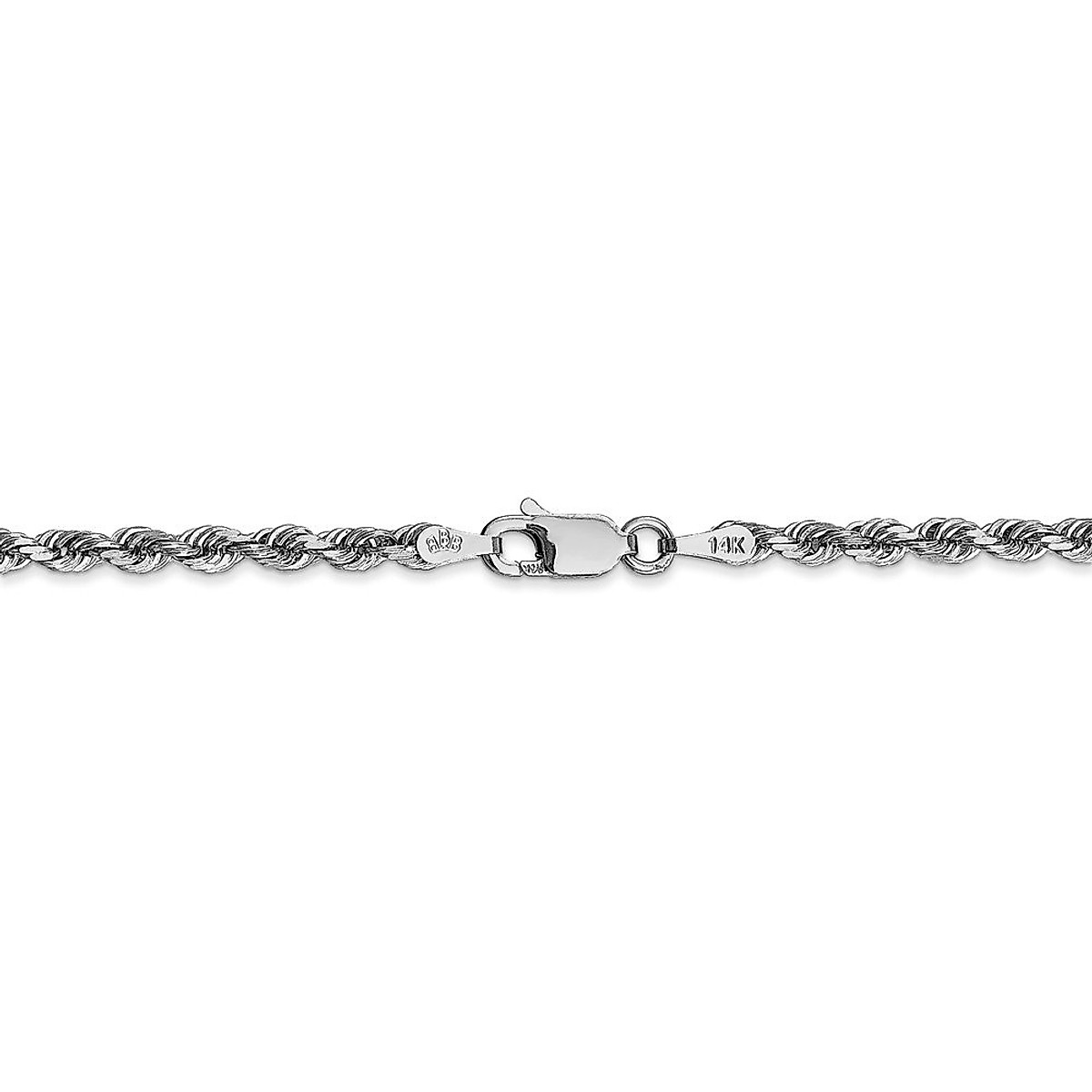 Solid 14k White Gold 3mm Diamond-Cut Quadruple Rope Bracelet - with Secure Lobster Lock Clasp 7"