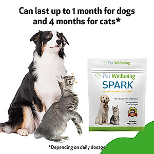 Pet Wellbeing Spark Daily Nutritional Greens Superfood for Dogs & Cats - Probiotics, Digestive Enzymes, Amino Acids, Antioxidants, Vitamin D, Spirulina & More - Vet-Formulated - 3.53 oz (100 g) Powder