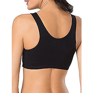 Fruit of the Loom Women's Built Up Tank Style Sports Bra, Black/WHT/WHT/Heather Grey, 34