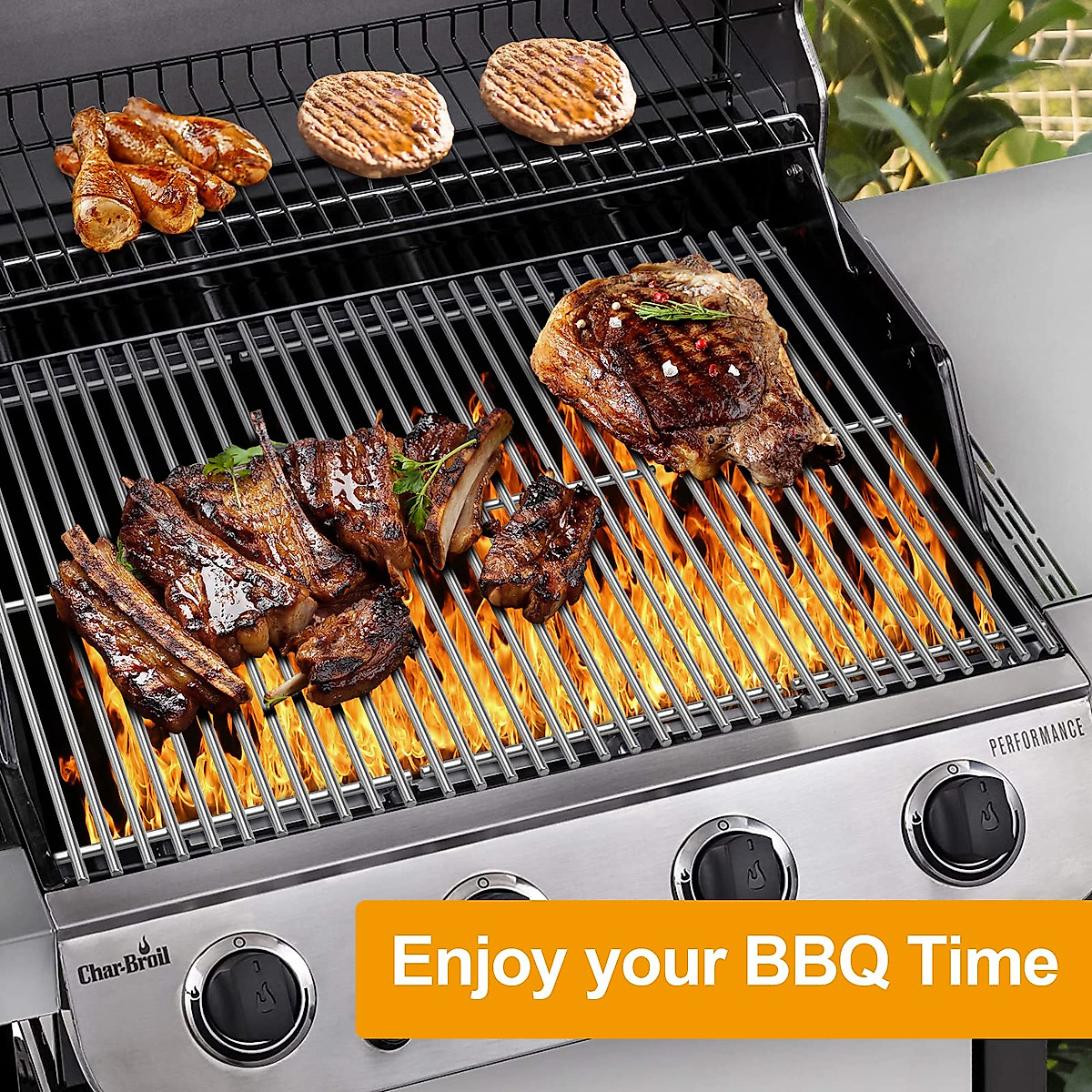 Grill Cooking Grates Replacement Parts for Charbroil Performance 4 Burner Gas Grill, 18 Inch Grill Grid for Char-broil 463376319 463376519 463375619 463376419 G470-0003-W1, G470-0002-W1,G321-0005-W1