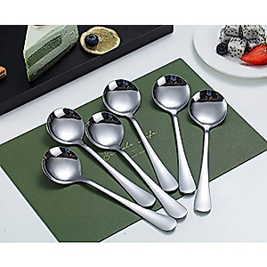Soup Spoons, Kyraton 6 Pieces Stainless Steel Round Spoons,Dinner Spoon Table Spoon, Spoons Silverware Dishwasher Safe Set of 6
