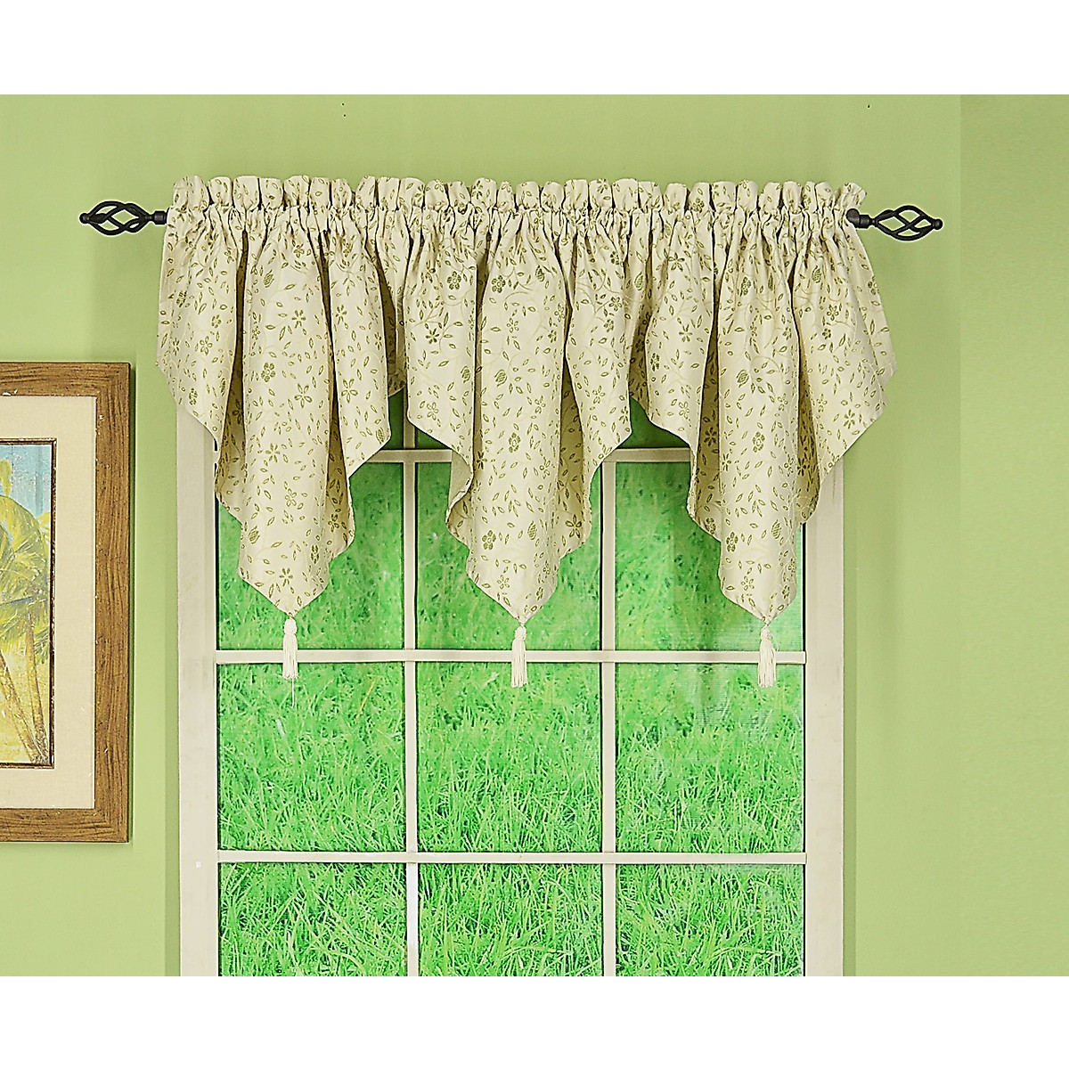 Today's Curtain Lexington Ascot 40" W x 25" L, Ecru/Sage