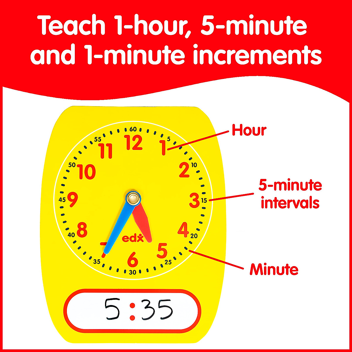 Learning ADVANTAGE-25615 edx Education Write-On/Wipe-Off Clock Dials - Set of 5