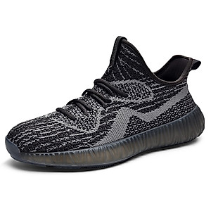 EFOBIH Mens Walking Athletic Shoes Casual Breathable Sport Tennis Athletic Slip on Lightweight Running Sneakers Darkgrey US 9