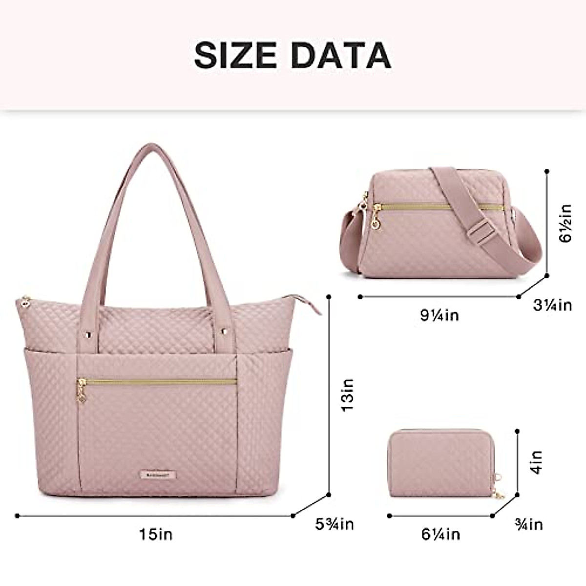 BAGSMART Women Tote Bag, Large Shoulder Bag for Women Top Handle Satchel Purse Set 3pcs, (pink)