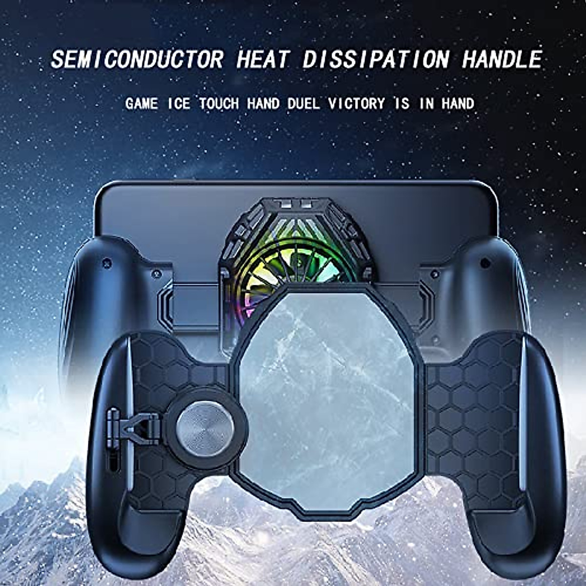 Mobile Cooling Controller, Phone Gaming Grip with Cooling Fan and Mobile Phone Holder, Maximum Stretchable Length 17.3CM, for YouTube, Tiktok Live Streaming, Vlog, Mobile Gaming