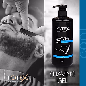 Totex Cool Shaving Shave Gel Professional Formula Sensitive Smooth Effect Best For Sense With Pump Easy Economical Use For Men & Women 750 ml