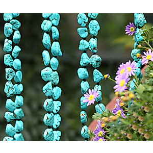 POTESSA Turquoise Beads Endless Necklace Long Knotted Stone Multi-Strand Layer Necklaces Handmade Jewelry 47''
