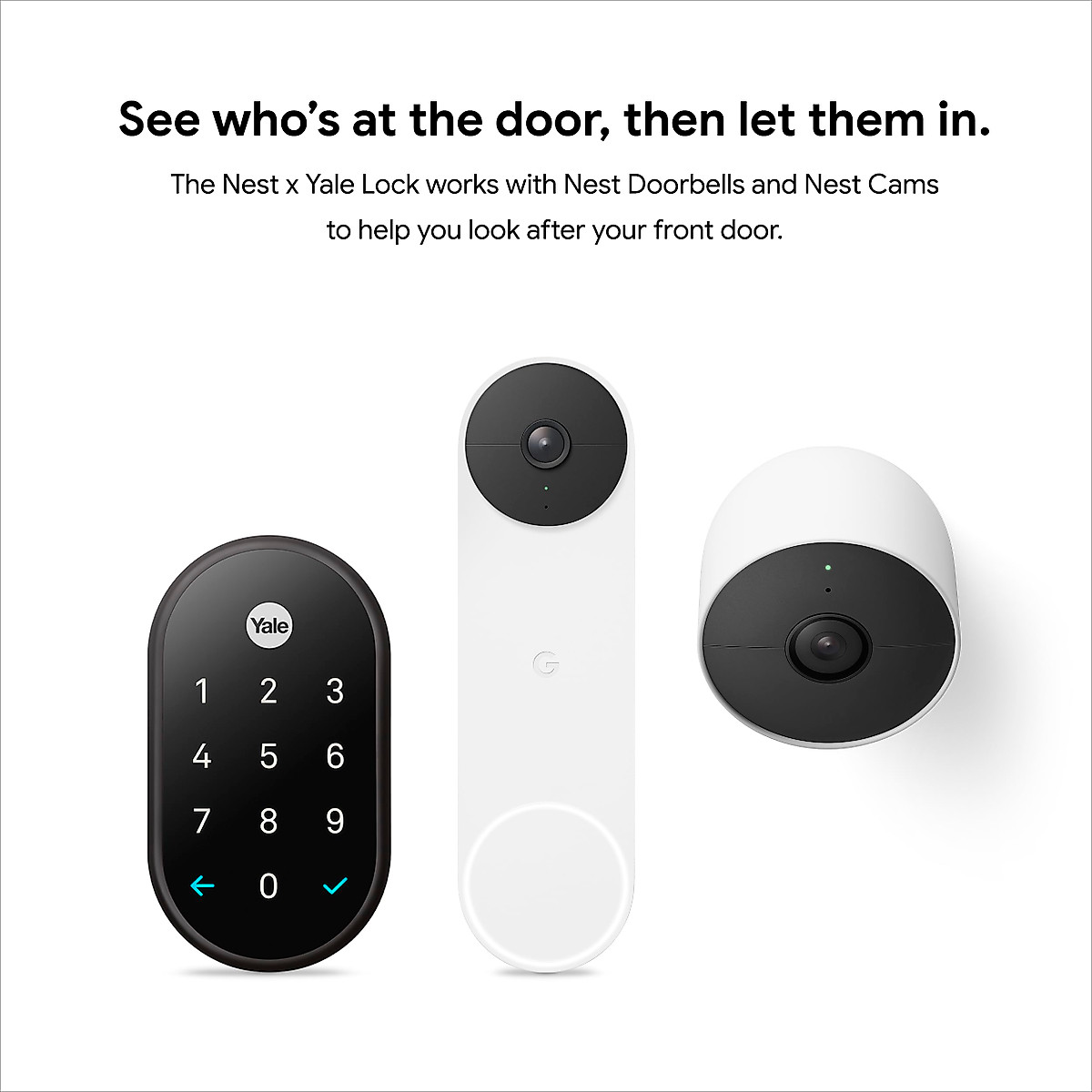 Google Nest x Yale Lock - Tamper Proof Smart Lock for Keyless Entry - Keypad Deadbolt Lock for Front Door - Works with Nest Secure Alarm System - Black Suede
