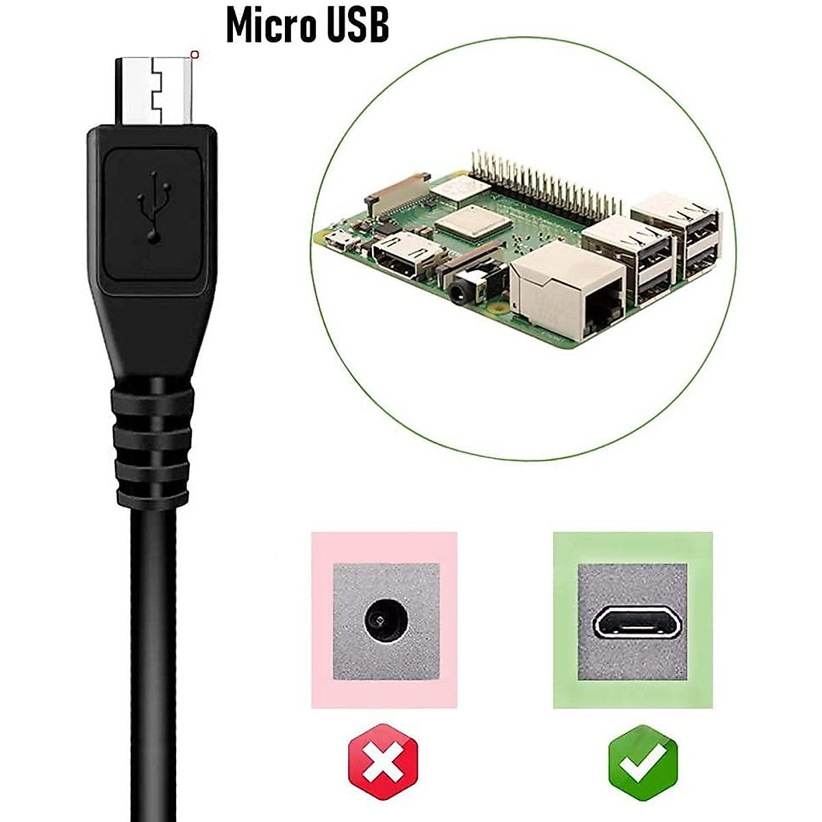 5V 2.5A Raspberry Pi 3 Pi3 B+ Power Supply Adapter AC with Power On/Off Switch (3.3ft Cord)