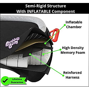 BubbleBum Inflatable Travel Booster Seat for Car, Portable Booster Seat for Car - Backless, Foldable & Narrow Slim Fit -Travel Car Seat for Kids 40-100 lbs - Black