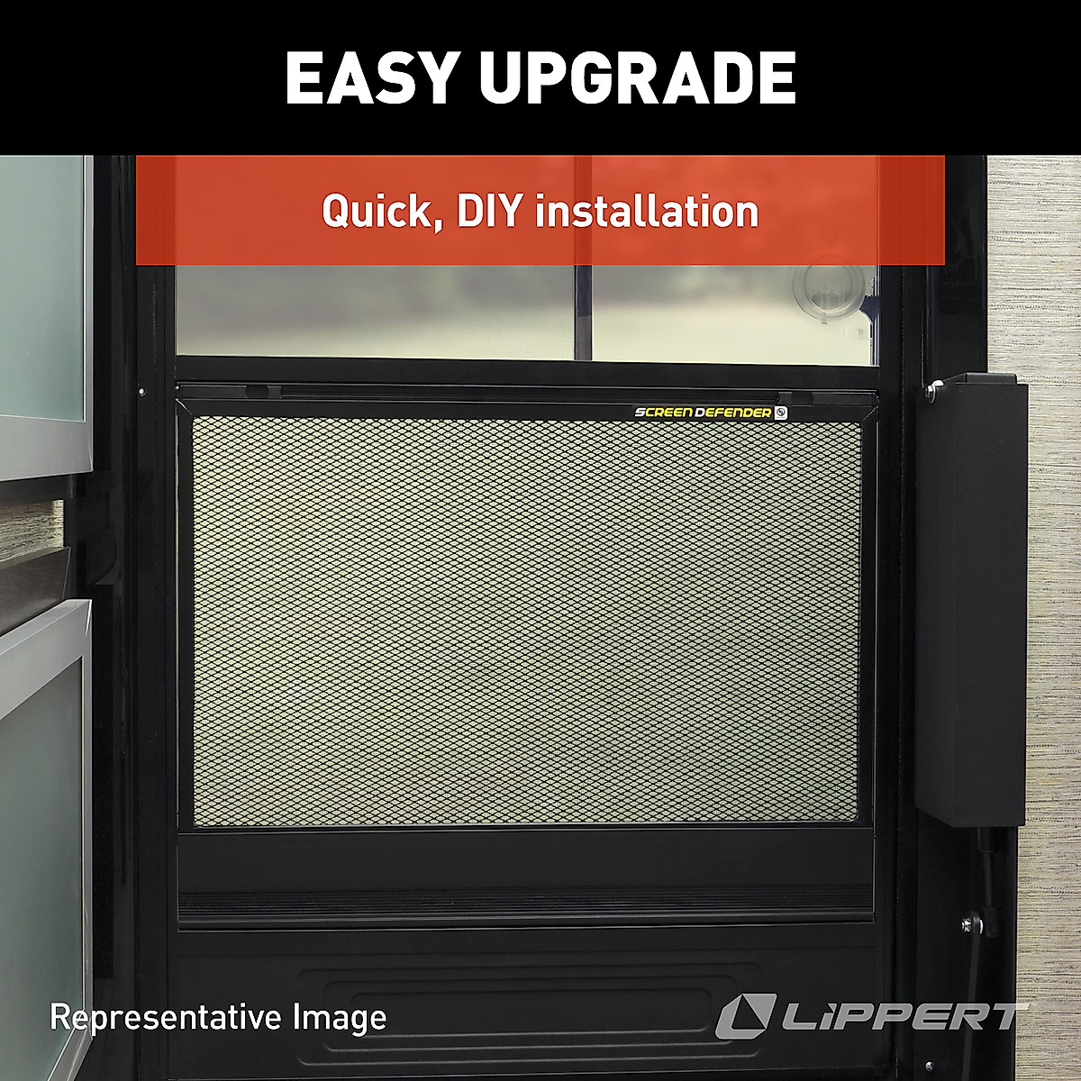 Lippert 859792 Screen Defender RV Entry Door Screen Protector, 26-inch Door (22.5" Screen Kit) , Black