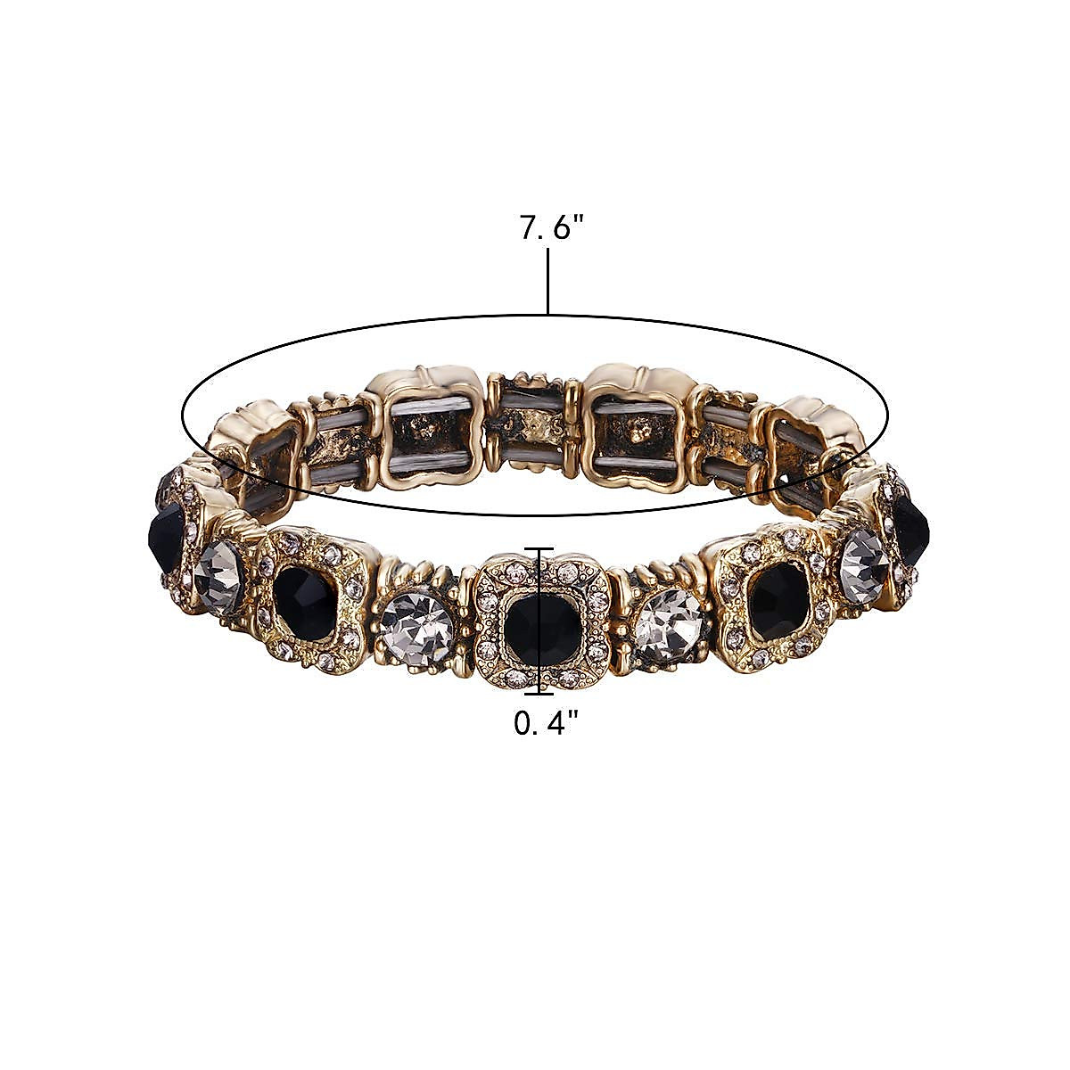 EleQueen Women's Wedding Bridal Vintage Inspired Black Austrian Crystal Tennis Bracelets
