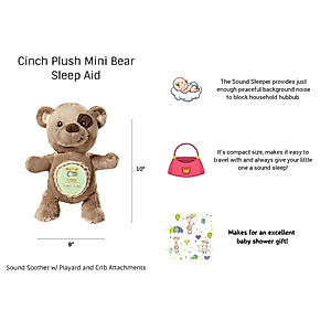 Cinch by dexbaby Plush Mini Bear - Sleep Aid Womb Sound Soother w/ Playard and Crib Attachment