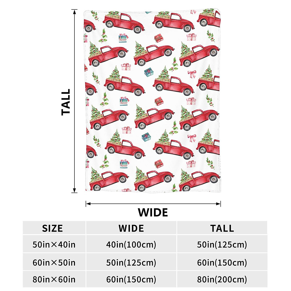 Blanket Red Truck and Christmas Tree, Soft Warm Lightweight Throw Blanket, for Boys & Girls - 40"x50" Soft Fleece Blankets