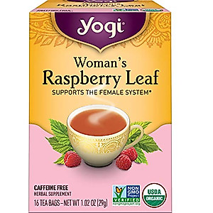 Yogi Tea Organic Raspberry Leaf Tea - 16 Tea Bags per Pack (4 Packs) - Caffeine-Free, Aids Discomfort of Menstruation - Made from Raspberry Leaves