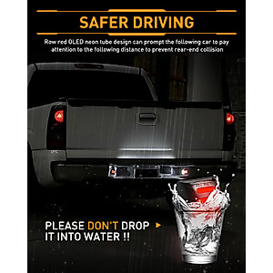 LESAUCE Red OLED Neon Tube LED License Plate Lights Tag Lights Assembly Replacement for Chevy Silverado GMC Sierra 1500 2500 3500 Tahoe Suburban Escalade Yukon XL, 2PCS