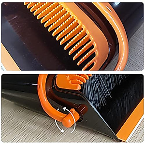 Broom and Dustpan Set(51" Long), Adjustable Length Stainless Steel Broomstick, Sstanding Dustpan and Broom for Office, Home Kitchen, Lobby Floor use (Orange and Black)