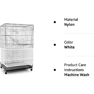 lustrioustoy Bird Cage Seed Catcher, Large, Seed Catcher Guard Net Cover, Prevent Scatter and Mess, Soft Airy Cage Net Stretchy Skirt, Prevent Scatter and Mess(White, 118 x 15.7 Inch)
