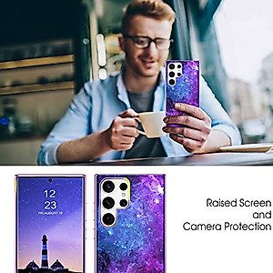 GUAGUA Compatible with Samsung Galaxy S23 Ultra Case 6.8 Inch Glow in The Dark Noctilucent Luminous Space Nebula Slim Fit Cover Protective Anti Scratch Case for Samsung S23 Ultra 5G, Blue Nebula