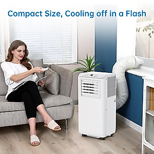 Acekool Portable Air Conditioner, 8000BTU Air Conditioners for Room Cooling Up to 350 Sq. Ft, 3-in-1 Portable AC unit with Remote Control & Window Kit for Home, Office, Bedroom, White