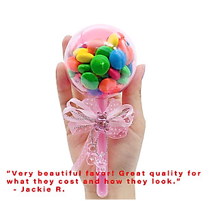 JC HUMMINGBIRD 24 Pieces Fillable Baby Rattle Party Favors, Pink with Decorative Bear & Ribbon