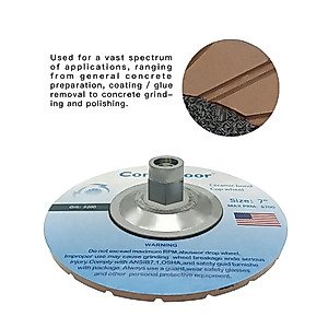 Concrete Grinding Cup Wheel 7" Ceramic Diamond Cup Wheel for Floor Grinding, Fits 5/8"-11 Arbor Angle Grinder, 200# Medium
