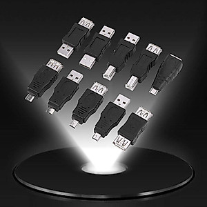 Eboxer Pack of 40 Multiple USB2.0 Adapters Micro/ Mini/ Type-B/ Male/ Female Converters Connectors for Laptop Computer Mobile Hard Drives
