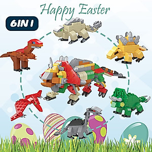 12Pcs PreFilled Easter Eggs with Dinosaurs Building Blocks, Surprise Eggs Dinosaur Toys for Kids Easter Eggs Hunt, Easter Basket Stuffers Fillers, Easter Party Favors, Easter Classroom Prize Toys