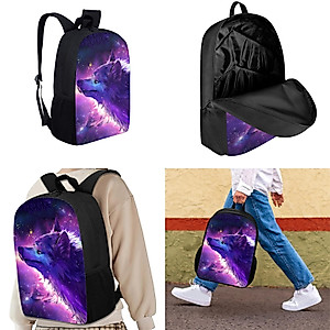 Upetstory 3 Pieces/Set Galaxy Wolf Backpack with Lunch Bag for Boys Girls Elementary Middle School Bags Set for Kids Bookbag with Pencil Case Travel Daypack
