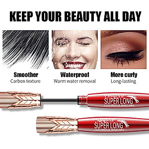 Yanquina Mascara, Yanqina Super Long Mascara, 4d Waterproof and Sweat Proof Mascara-Super Long Luxurious Mascara, Stereo Lengthening Mascara, No Clumping (1Pc)