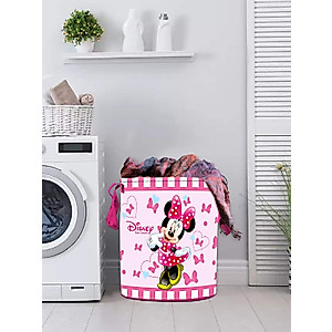 Kuber Industries Disney Minnie Print Non Woven Fabric Foldable Laundry Basket, Toy Storage Basket, Cloth Storage Basket with Handles,45 LTR (Pink)
