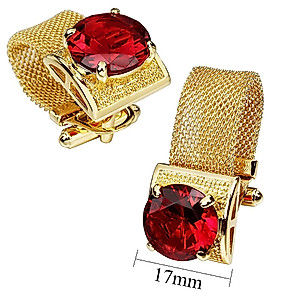 Mens Cufflinks with Chain - Stone and Shiny Gold Tone Shirt Accessories - Party Gifts for Young Men (crystal)