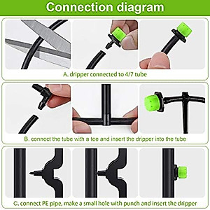 Kalolary 200Pcs Adjustable Irrigation Drippers, 1/4 Inch Barbed Drip Emitter 360 Degree Watering Sprinklers Anti-Clogging Drippers for 4mm/7mm Garden Watering System（Green）