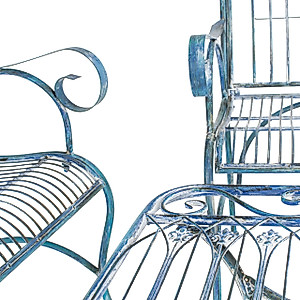 SAFAVIEH PAT5000C Collection Leah Victorian Antique Blue 4-Piece Patio Outdoor Set