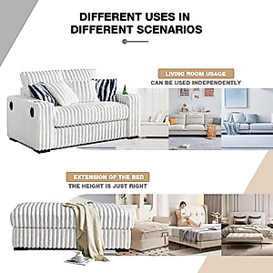 Oversized Sofa Corduroy Upholstered Cloud Couch,Cup Holders and USB Ports & Wirelessly Charged & Bluetooth Speakers, Deep Seat for Loveseat Living Room, Office