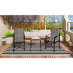 BOSSIMA Indoor Outdoor High Back Chair Cushions Replacement Patio Chair Seat Cushions Set of 2 (Black White Flower)