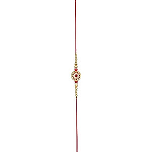 CHERKRAFT Lumba Rakhi For Brother & Bhabhi Set/Bhaiya Bhabhi Rakhi Thread Jodi Kundan Combo Rakhi (Design 1, Standard)