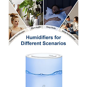 Esemoil Humidifiers for Bedroom, for Large Room, 2.5L Top Fill Cool Mist Humidifiers for Baby, Plants, Smart WiFi Air Humidifier with Diffuser and Nightlight, 28dB, 24H Long Runtime, Work with Alexa