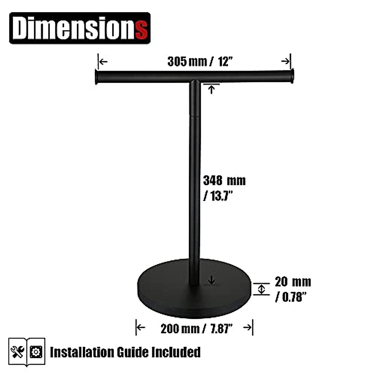JQK Hand Towel Holder Stand, Modern Tree Rack Free Standing for Countertop with 12 Inch Bar, 304 Stainless Steel Oil Rubbed Bronze, HTT180-ORB