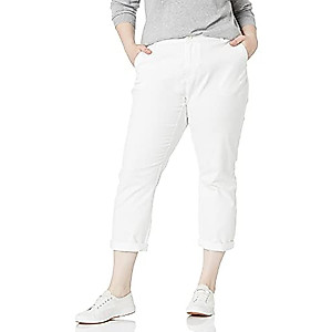 Amazon Essentials Women's Mid-Rise Slim-Fit Cropped Tapered Leg Khaki Pant, Bright White, 12