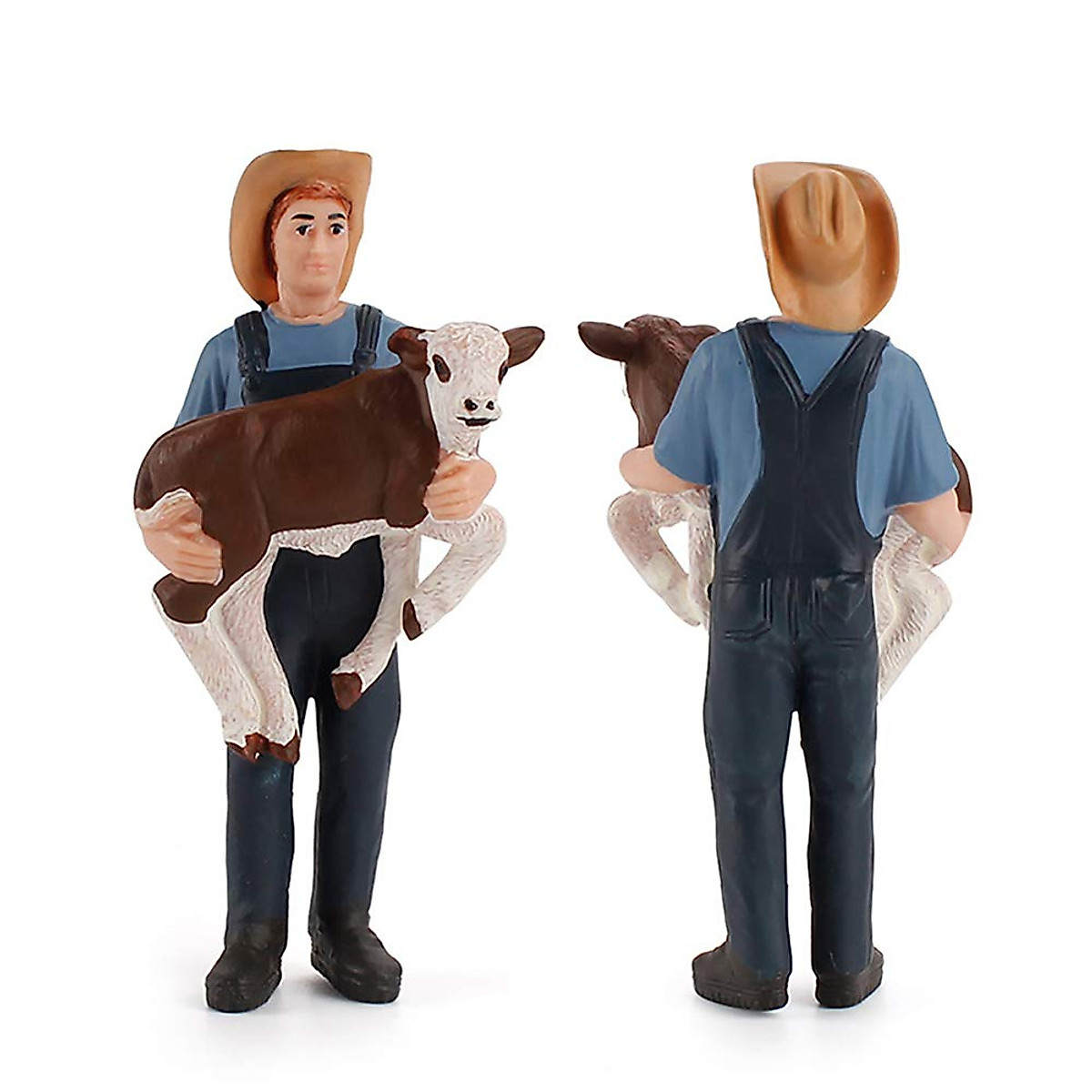 DOYIFun Realistic Farm Cow Model Figure Toy Set, Cow Figurines Collection Playset with Farm Keepers, Farm Meadows Pasture Cow Statues Preschool Science Educational Learn Cognitive Toys